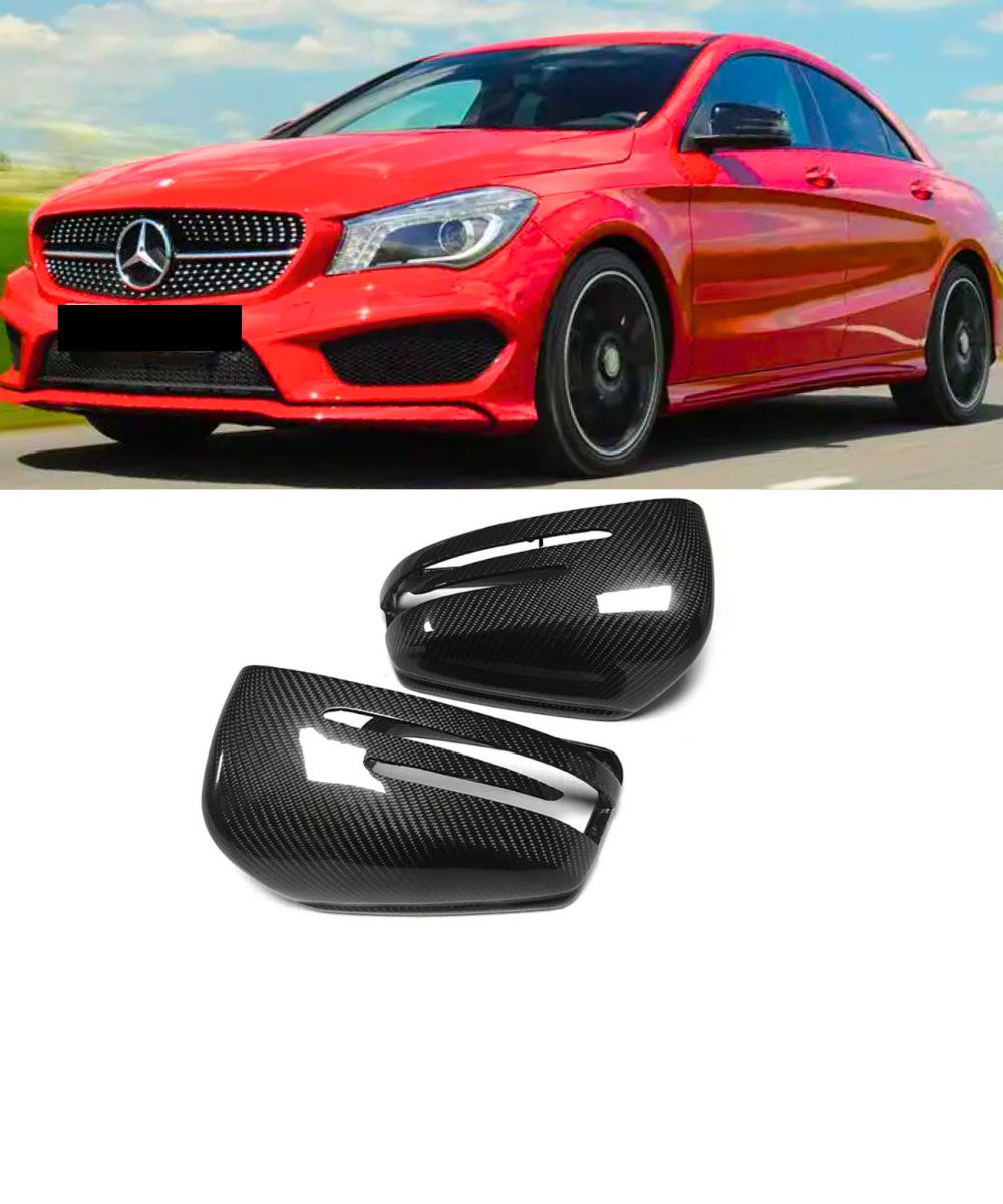Real Carbon Fiber Stick-On Mirror Cap Covers For Mercedes-Benz CLA-Cla ...