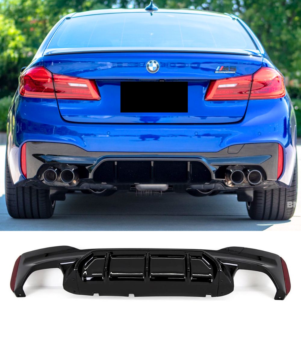 BMW 5 Series G30 G31 M Sport (GLOSS BLACK) F90 M5 Style Rear Bumper ...