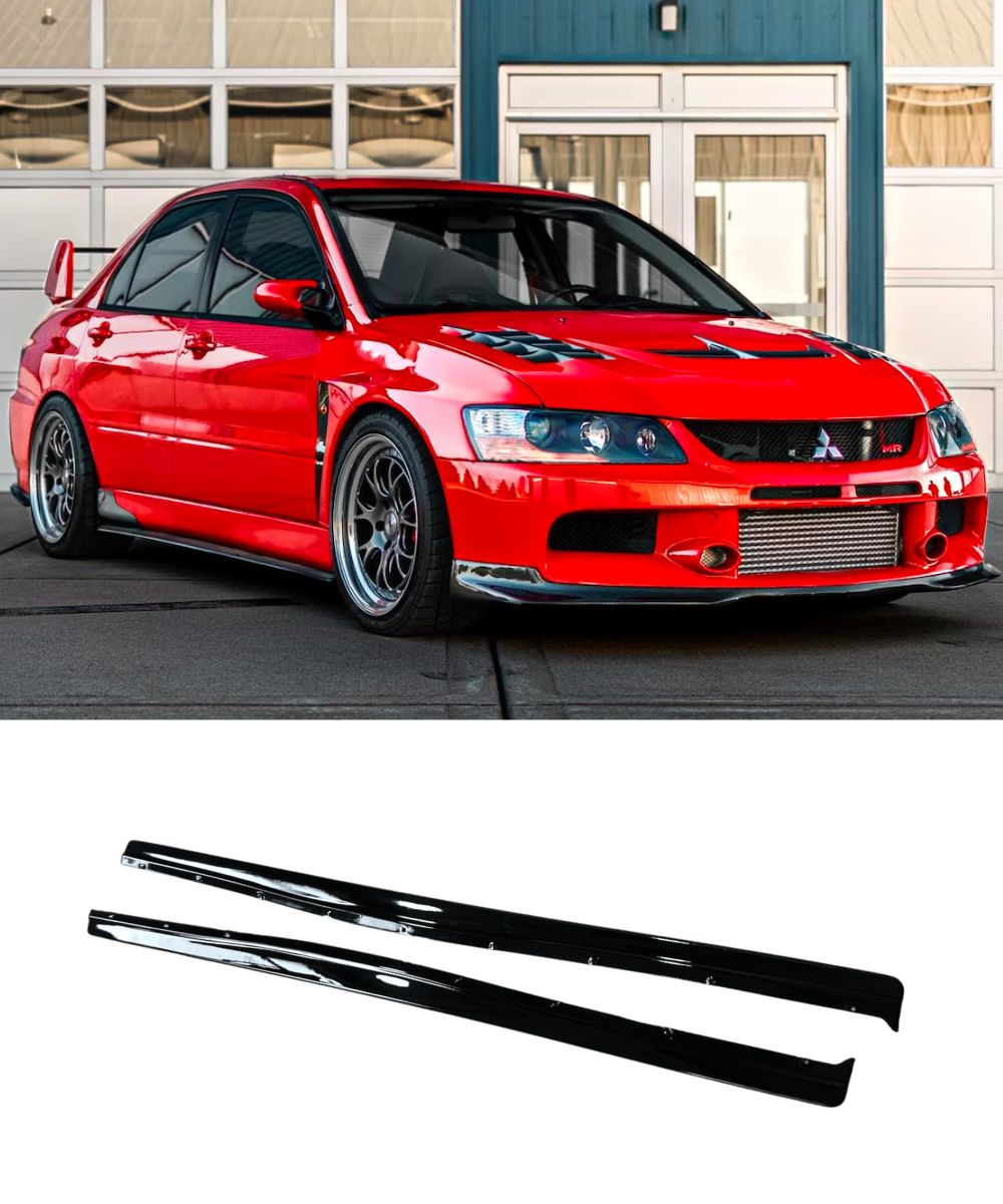 (GLOSS BLACK) Mitsubishi Lancer Evolution 7/8/9 - Side Skirts & Rear ...